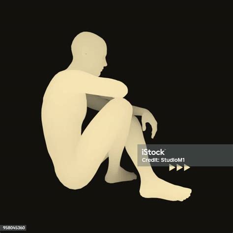 사상가 포즈 남자입니다 남자 비즈니스 과학 심리학 또는 철학 벡터 일러스트 레이 션의 3d 모델 Troubles에 대한 스톡 벡터 아트 및 기타 이미지 Istock