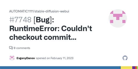 Bug Runtimeerror Couldnt Checkout Commit