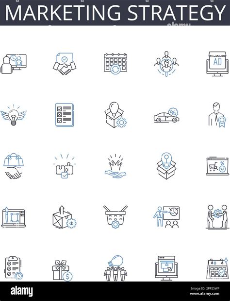 Marketing Strategy Line Icons Collection Brand Development Advertising Campaigns Sales