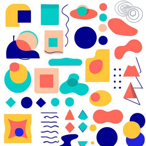 Abstract Geometric Shapes Set Abstract Blotch Shape Pastel Color Doodle Bundle For Fashion