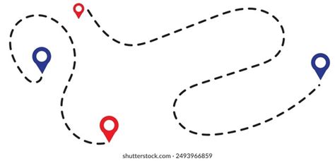 Route Icon Between Two Points Dotted Stock Vector Royalty Free