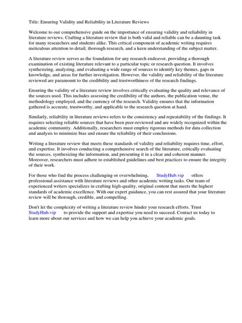 Literature Review Validity And Reliability Pdf Validity Statistics