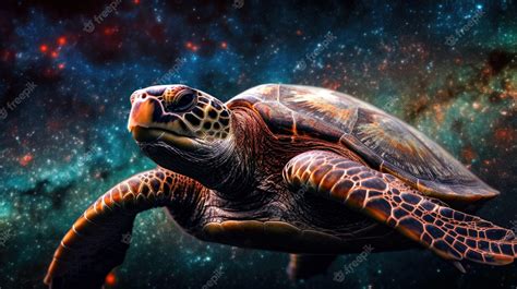 Premium Photo A Turtle In Space With The Word Sea On The Bottom