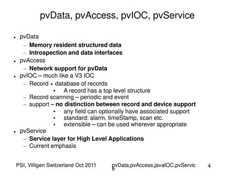 PvData PvAccess PvIOC PvService Overview And Status EPICS Meeting Ppt