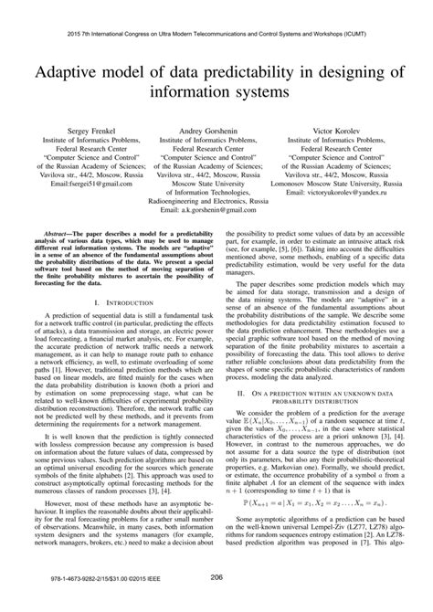 pdf adaptive model of data predictability in designing of information