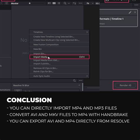 importing and exporting different file formats in davinci resolve 18