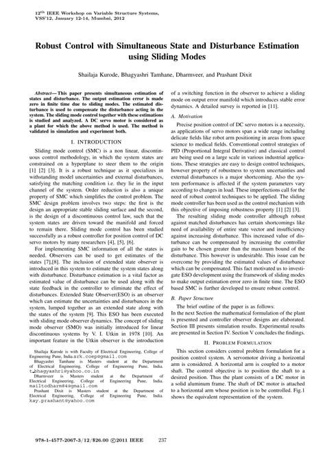 Pdf Robust Control With Simultaneous State And Disturbance Estimation