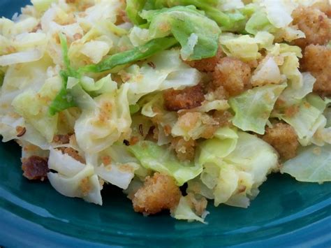 Shredded Cabbage With Butter And Bread Recipe