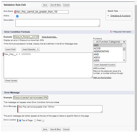 Salesforce Validation Rules