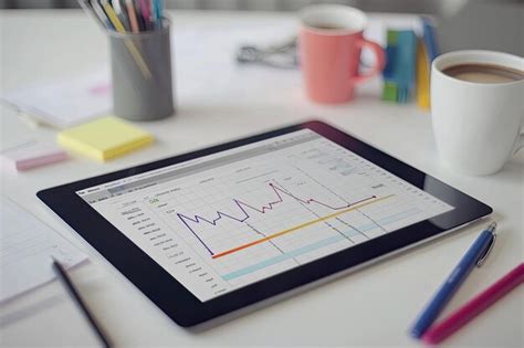 Tablet Displaying Data Analytics And Graphs Premium Ai Generated Image