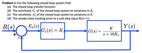 solved problem 1 for the following closed loop system find