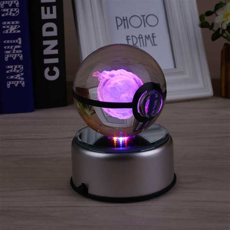 Rotation Pokemon Go 3d Crystal Ball Led Rotate Spin Pokeball Night