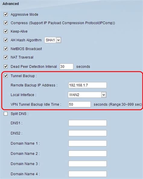 Configure Advanced Settings For Gateway To Gateway Vpn On Rv016 Rv042 Rv042g And Rv082 Vpn