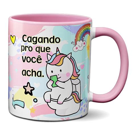 Caneca Engraçada Cagando Pro Que Você Acha Unicórnio Fofinho Minha Caneca