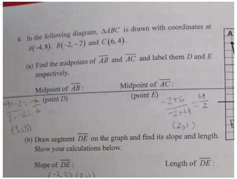 Solved 4 In The Following Diagram Abc Is Drawn With Coordinates At A