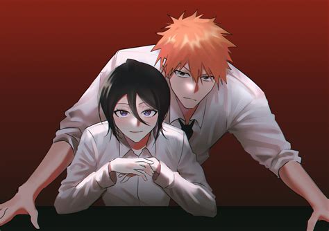 Kuchiki Rukia And Kurosaki Ichigo Bleach Drawn By Gwao Ul Danbooru