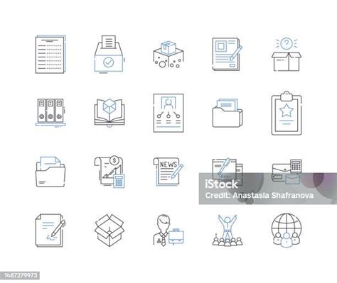 문서 관리 줄 아이콘 모음입니다 조직 효율성 보안 자동화 협업 추적 워크플로 벡터 및 선형 그림 통합 저장 접근성 개요 표지판 세트 감시에 대한 스톡 벡터 아트 및 기타