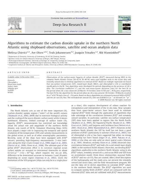 Pdf Algorithms To Estimate The Carbon Dioxide Uptake In The Olsen