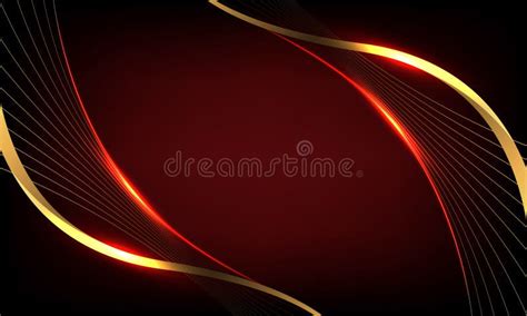Abstract Gold Lines Wave Curve Luxury On Dark Red Background Vector