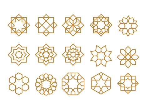 Set Of Islamic Ornament With Gold Color Vector Islamic Theme Related