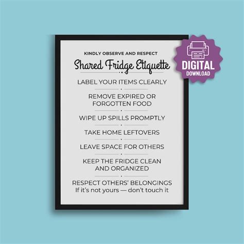 Keep The Fridge Clean Signs Etsy