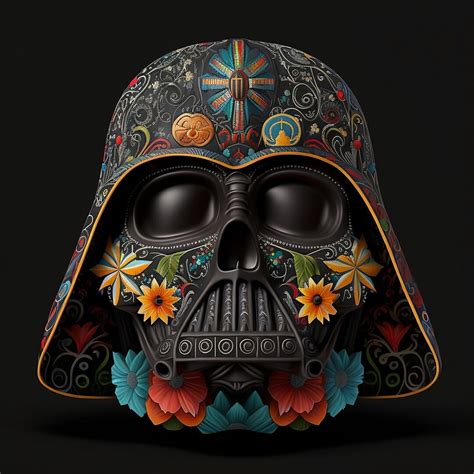 Darth Vader Sugar Skull PNG Cricuit Star Wars Digital Art Etsy