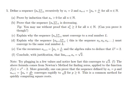Solved 5 Define A Sequence An 1 Recursively By A1 2 And Chegg Com
