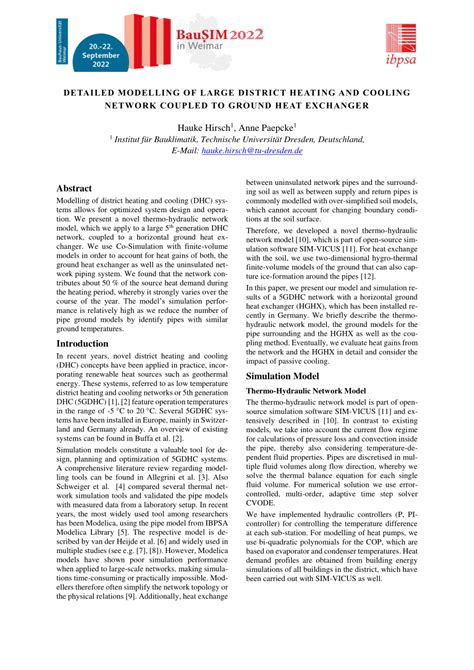 Pdf Detailed Modelling Of Large District Heating And Cooling Network