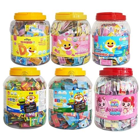 캐릭터 뽀로로 핑크퐁 아기상어 비타민 캔디 대용량 500정 5종 키즈비타민 블루마미