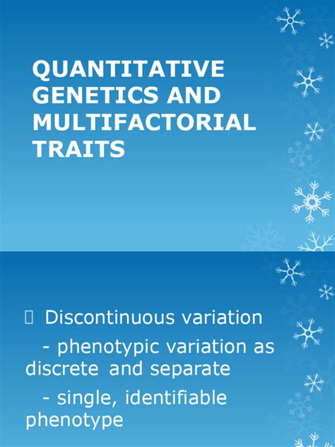 Quantitative Genetics And Multifactorial Traits Pdf Quantitative Trait Locus Heritability