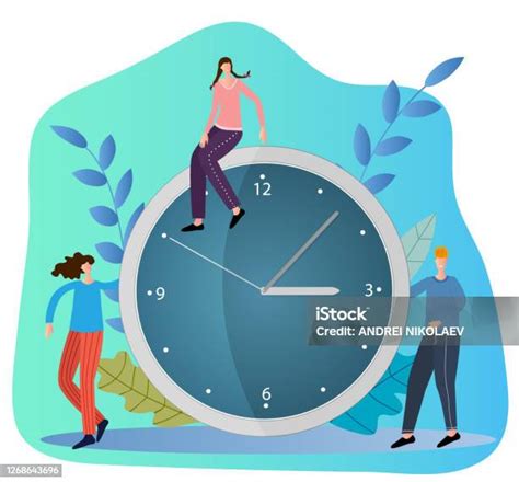 사람들은 큰 시계 근처에 서 있다 개념에 대한 스톡 벡터 아트 및 기타 이미지 개념 개발 격리 Istock