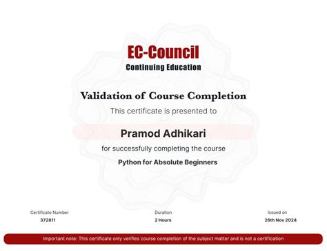 Pramod Adhikari On Linkedin Pythonprogramming Continuouslearning Milestone Eccouncil
