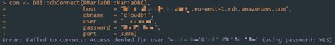 R Failed To Connect Access Denied For User Mysql Db Hosted In Aws