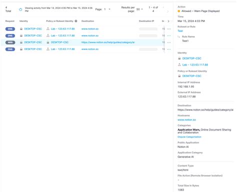 Configure Warn Rule Action Cisco