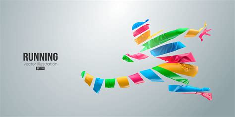 흰색 배경에 달리기 선수의 추상적 인 실루엣 주자 남자는 스프린트 또는 마라톤을 달리고 있습니다 벡터 일러스트 레이 션 3차원 형태에 대한 스톡 벡터 아트 및 기타 이미지