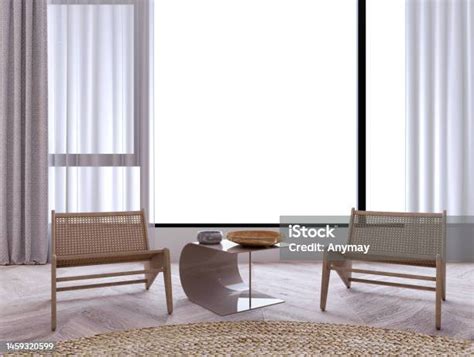 3d 렌더링 3d 그림 인테리어 장면 및 모형 회색과 흰색의 나무로 장식된 현대적인 스타일의 거실 가구에 대한 스톡 사진 및 기타 이미지 Istock