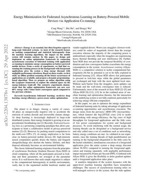 Pdf Energy Minimization For Federated Asynchronous Learning On Battery Powered Mobile Devices