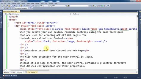 Aspnet Tutorials Concept Of User Control With An Example Part 1
