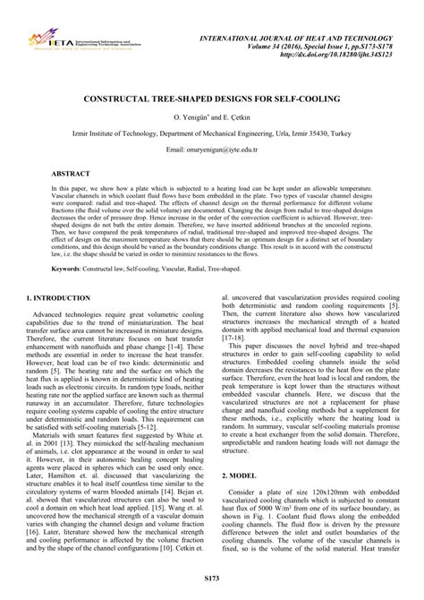 Pdf Constructal Tree Shaped Designs For Self Cooling