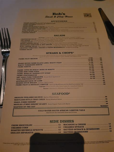 Bobs Steak And Chop House Menu Updated 2026