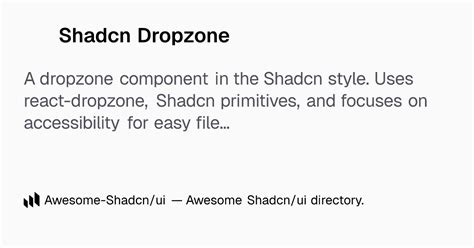 Shadcn Dropzone Accessible Shadcn Style File Uploads For React Built With React Dropzone