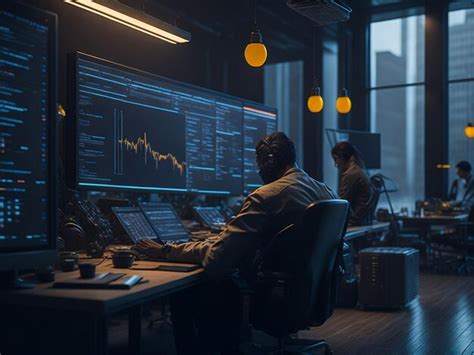 Premium Ai Image Stock Market Day Trader Working On Computer With