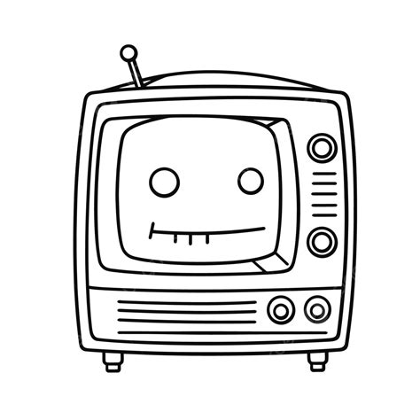 오래 된 Tv 개요 스케치의 흑백 만화 그리기 벡터 텔레비전 그림 텔레비전 개요 텔레비전 스케치 Png 일러스트 및 벡터