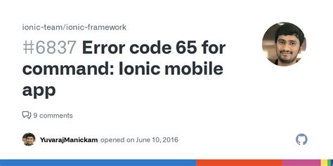Error Code 65 For Command Ionic Mobile App · Issue 6837 · Ionic Team