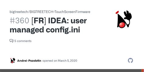 FR IDEA User Managed Config Ini Issue Bigtreetech BIGTREETECH TouchScreenFirmware