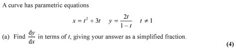 Grade 11 Differentiating Parametric Equations Raskmath