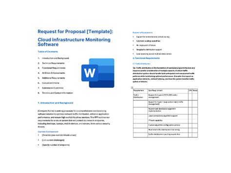 Cloud Infrastructure Monitoring Software Rfp Template