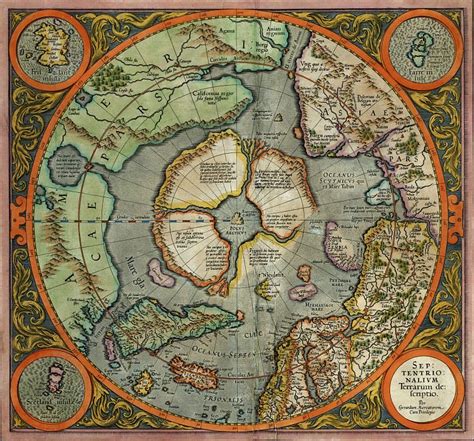 Mercator Gerhard First Map Of The North Pole 1569 地图 — Antique
