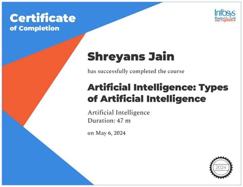 Shreyans Jain On Linkedin I Just Completed This New Course On Artificial Intelligence Types Of…