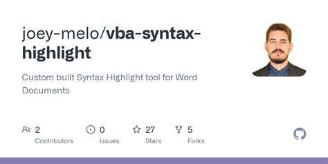 Vba Syntax Highlighttemplatedocm At Main · Joey Melovba Syntax Highlight · Github